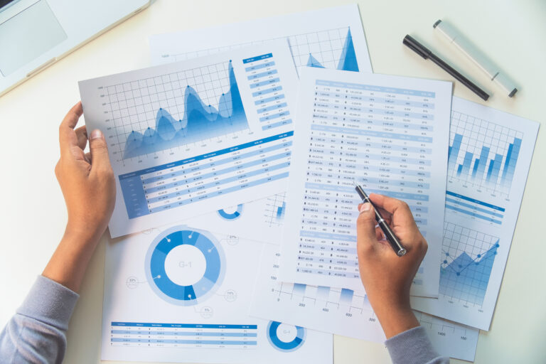 businessman working data document graph chart report marketing r ...